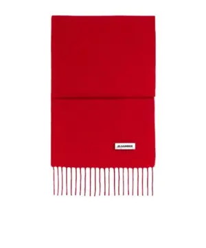 JIL SANDER Tasseled Scarf - Red
