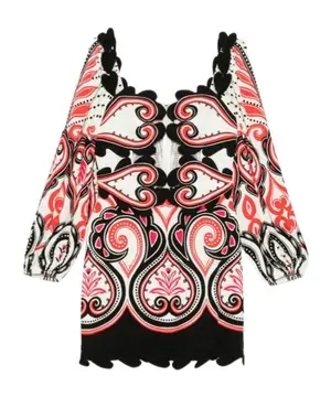 Farm Rio Graphic Cut-out Hearts Mini Dress