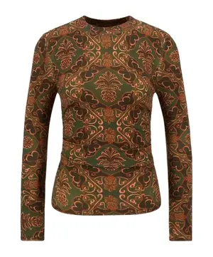 Farm Rio Luana Patterned Long-sleeve Top - Brown