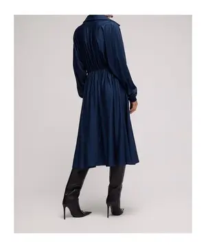 Gucci Gathered-waist Crest Embroidered Long Dress
