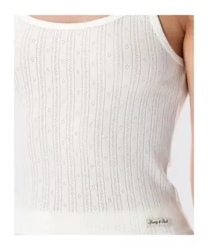 SPORTY  RICH Sporty Rich Signature Logo Pointelle Tank Top
