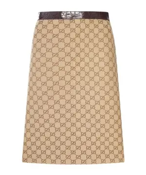 GUCCI GG Supreme Crocodile-effect Midi Skirt