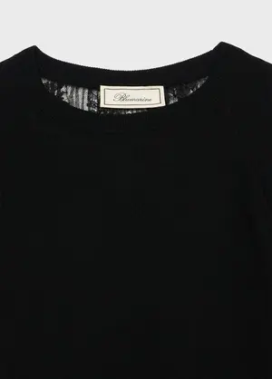 Blumarine Pleated Lace-panel Sweater - Black
