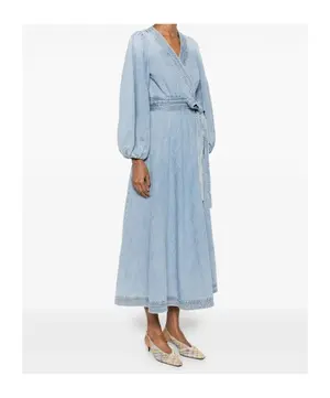 Zimmermann Indra Wrap Midi Dress - Light Blue