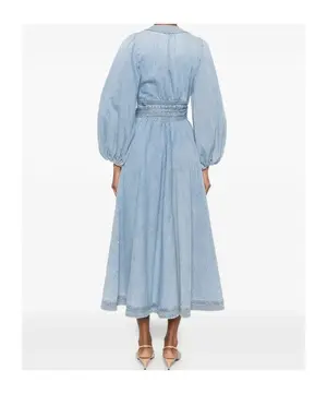 Zimmermann Indra Wrap Midi Dress - Light Blue
