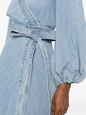Zimmermann Indra Wrap Midi Dress - Light Blue
