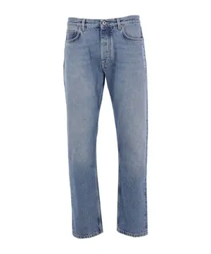 Off-White Logo Printed Straight Leg Jeans