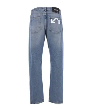 Off-White Logo Printed Straight Leg Jeans