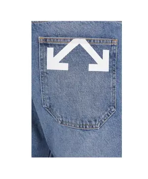 Off-White Logo Printed Straight Leg Jeans