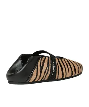 Fendi Academia And Black Hair-on Leather Ballet Flats
