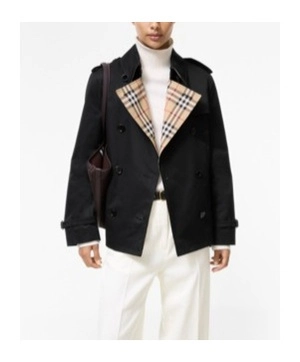 Burberry Double Breasted Belted Short Trench Coat