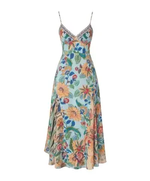 Farm Rio Delhi Floral Sleeveless Maxi Dress - Blue