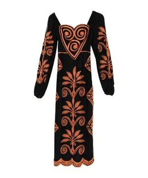 FARM RIO Cornely Ainika Long-sleeve Midi Dress