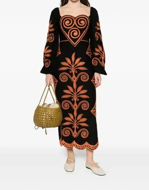 Farm Rio Cornely Ainika Long-sleeve Midi Dress
