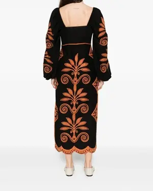 Farm Rio Cornely Ainika Long-sleeve Midi Dress