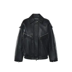 THE FRANKIE SHOP Hudson Faux Leather Bomber Jacket - Black