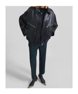 THE FRANKIE SHOP Hudson Faux Leather Bomber Jacket - Black