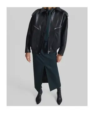 THE FRANKIE SHOP Hudson Faux Leather Bomber Jacket - Black
