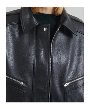 THE FRANKIE SHOP Hudson Faux Leather Bomber Jacket - Black