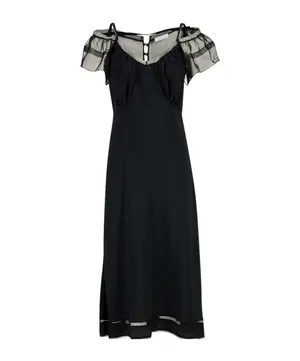Rabanne Mesh-panelled Cold-shoulder Midi Dress - Black