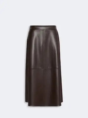 Max Mara Nordica Faux Leather Midi Skirt - Brown