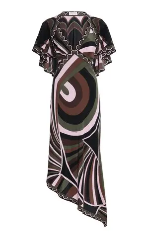 Emilio Pucci Asymmetric Silk Midi Dress