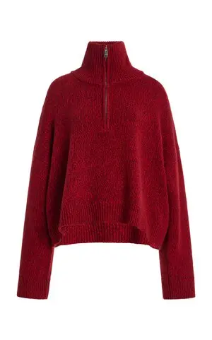 FRAME The Half Zip Marled Wool Sweater