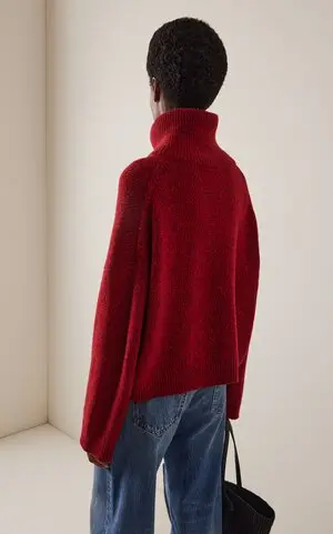 FRAME The Half Zip Marled Wool Sweater