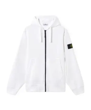 Stone Island Regular-fit Zip-up Hooded Sweatshirt With Pockets - White