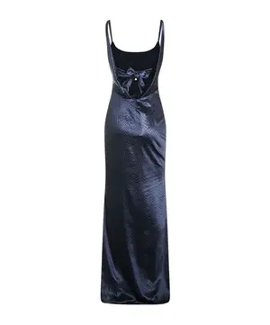 Elisabetta Franchi Bow-back Satin Maxi Dress