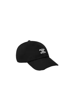 Celine Triomphe Richelieu Cap In Light Cotton Twill - Black