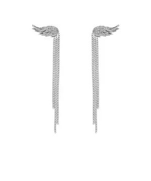 Zadig&Voltaire Voltaire Rock Feather Chain Earrings - Matte Silver