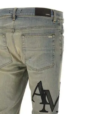 Amiri Staggered Logo' Jeans - Blue