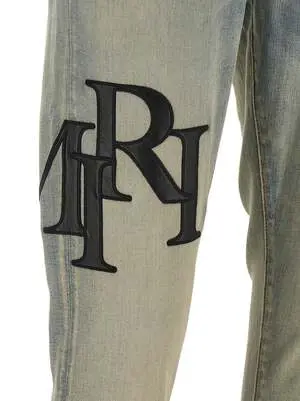 Amiri Staggered Logo' Jeans - Blue