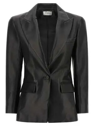 Balmain Leather Blazer - Black