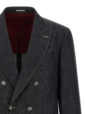Brunello Cucinelli Double-breasted Denim Blazer