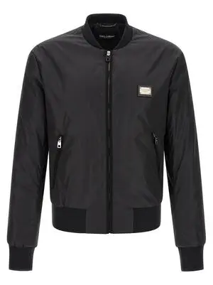 Dolce & Gabbana Logo Plaque Bomber Jacket - Black