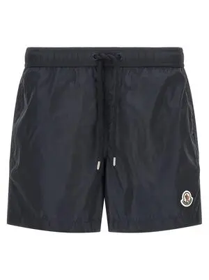 Moncler Logo Patch Swim Shorts - Blue