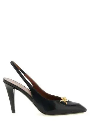 Versace La Medusa' Leather Slingbacks - Black