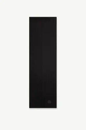 Moncler Logo Wool Rib Knit Scarf - Black