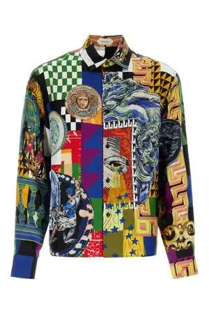 Versace Informal Shirt Silk Twill Print Medusa Collage