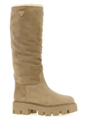 Prada Sand Suede Boots - Brown