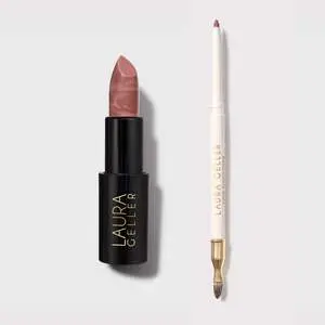 Laura Geller Beauty Smooth Finish Lipstick + Liner Makeup Kit (2 Pieces) Prego/cocoa