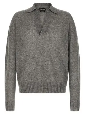 TOM FORD Cashmere And Silk Polo Shirt - Gray
