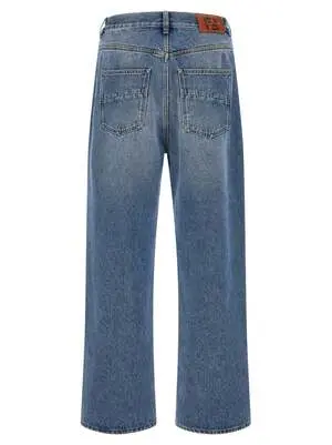 Fendi Ff' Patch Jeans Saddlery - Blue
