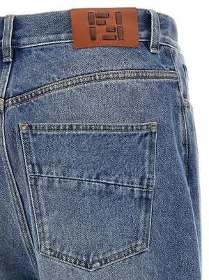 Fendi Ff' Patch Jeans Saddlery - Blue