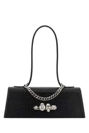 Alexander McQueen Leather Jewelled Shoulder Bag - Black