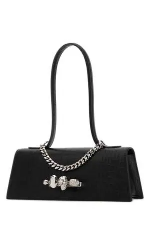 Alexander McQueen Leather Jewelled Shoulder Bag - Black