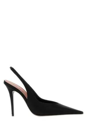 Amina Muaddi Satin Anok Pumps - Black