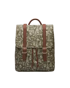 FABLE ENGLAND Flora Orla Scene Print Backpack In Khaki - Green